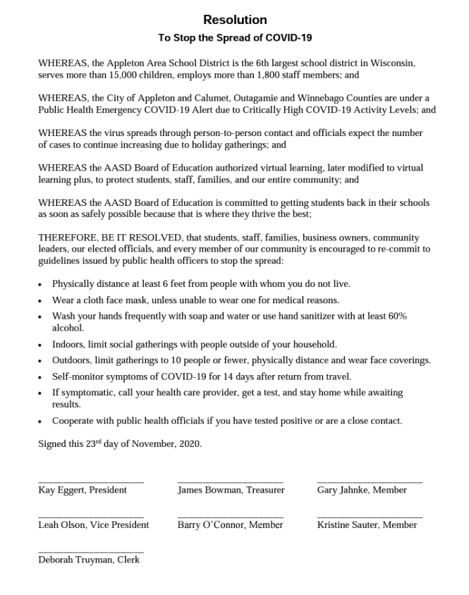 Board Of Education Passes Resolution Encouraging Community Members To ...