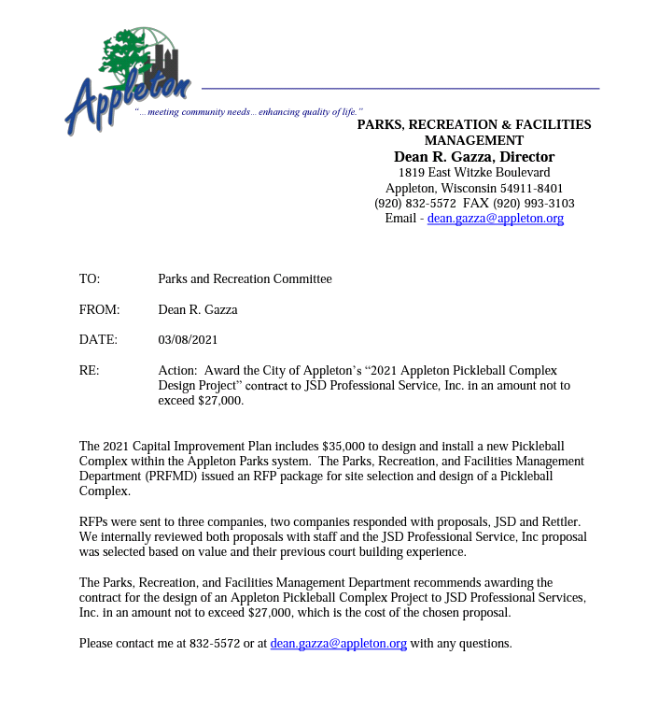Parks and Rec Committee Scheduled To Meet 03/08/2021 – All Things Appleton