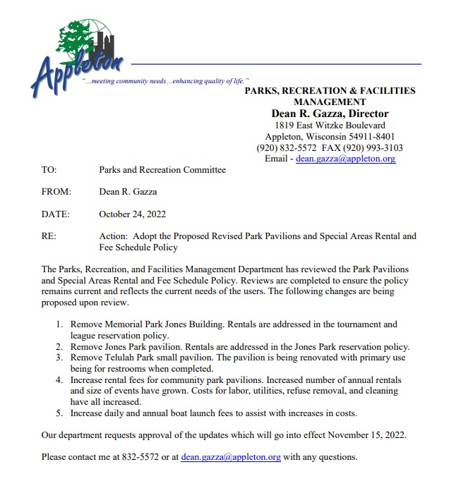 Parks And Recreation Committee Meeting 10/24/2022 – Will Vote On ...
