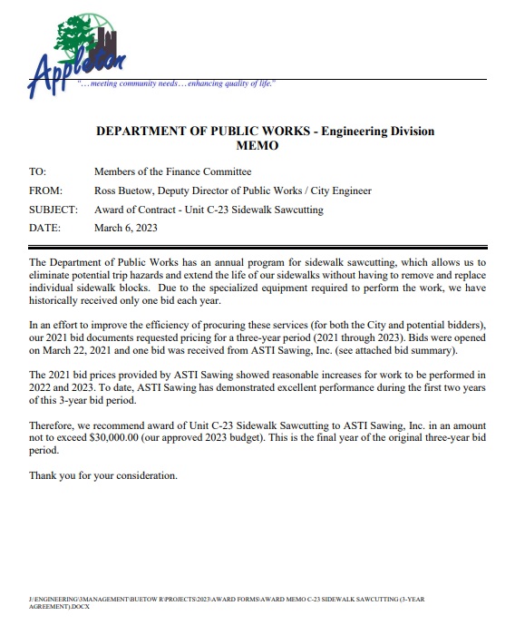 Finance Committee Approves Various Infrastructure Maintenance Projects ...