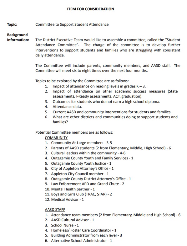 AASD Board Of Education Approves The Creation Of Student Attendance ...