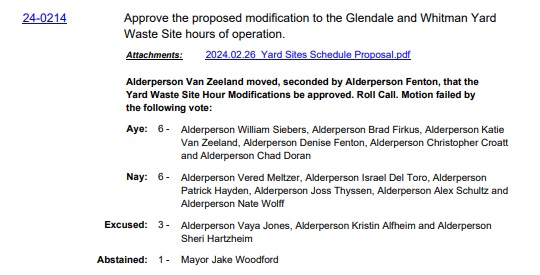 Proposal To Change Yard Waste Operation Hours Fails At Common Council ...
