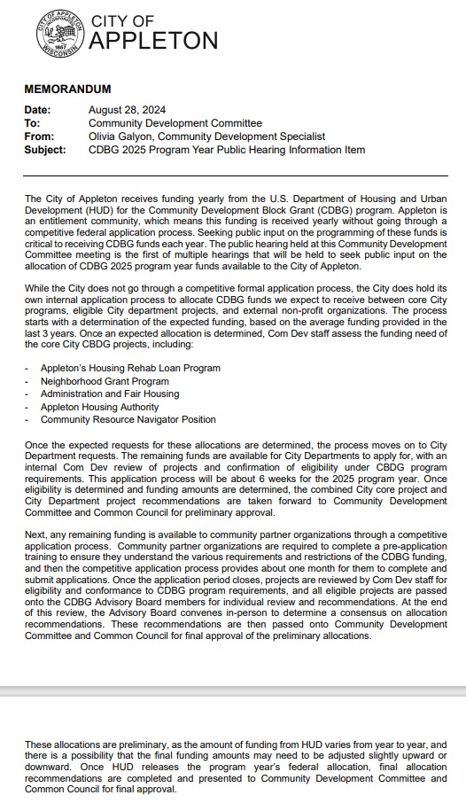 Community Development Committee Discusses Process For Managing 2025 ...