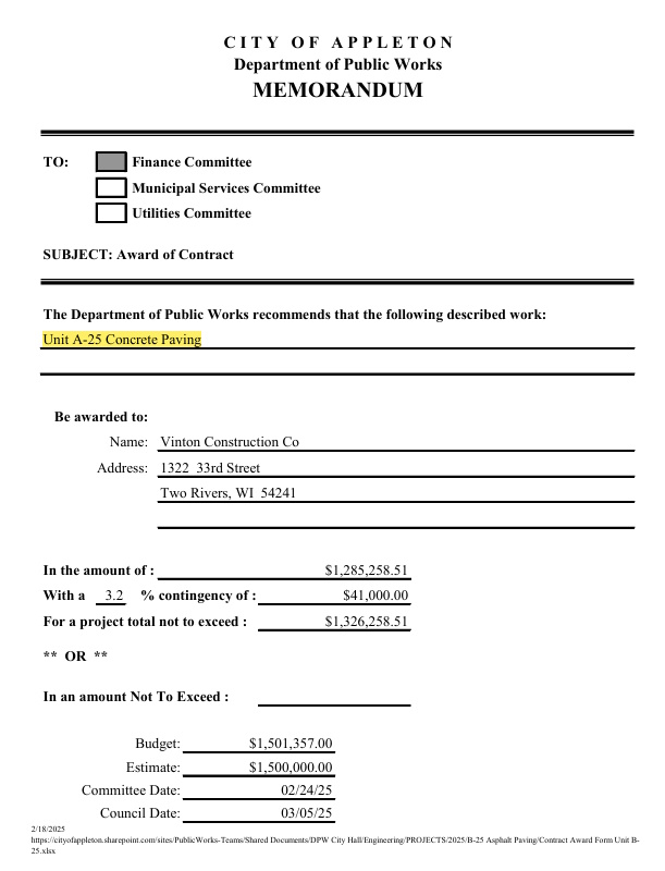 Finance Committee Approves All Items Unanimously – Approved Items ...