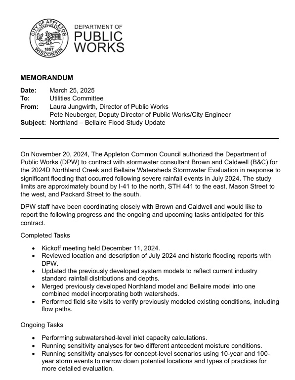 Utilities Committee Receives Update On Northland-Bellaire Flood Study ...