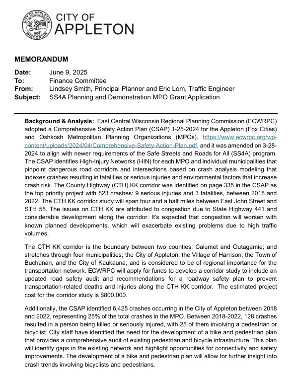 Finance Committee Votes In Favor Of Bike And Pedestrian Study And Hwy ...