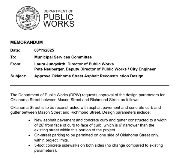 Municipal Services Committee Votes On Oklahoma Street Reconstruction ...
